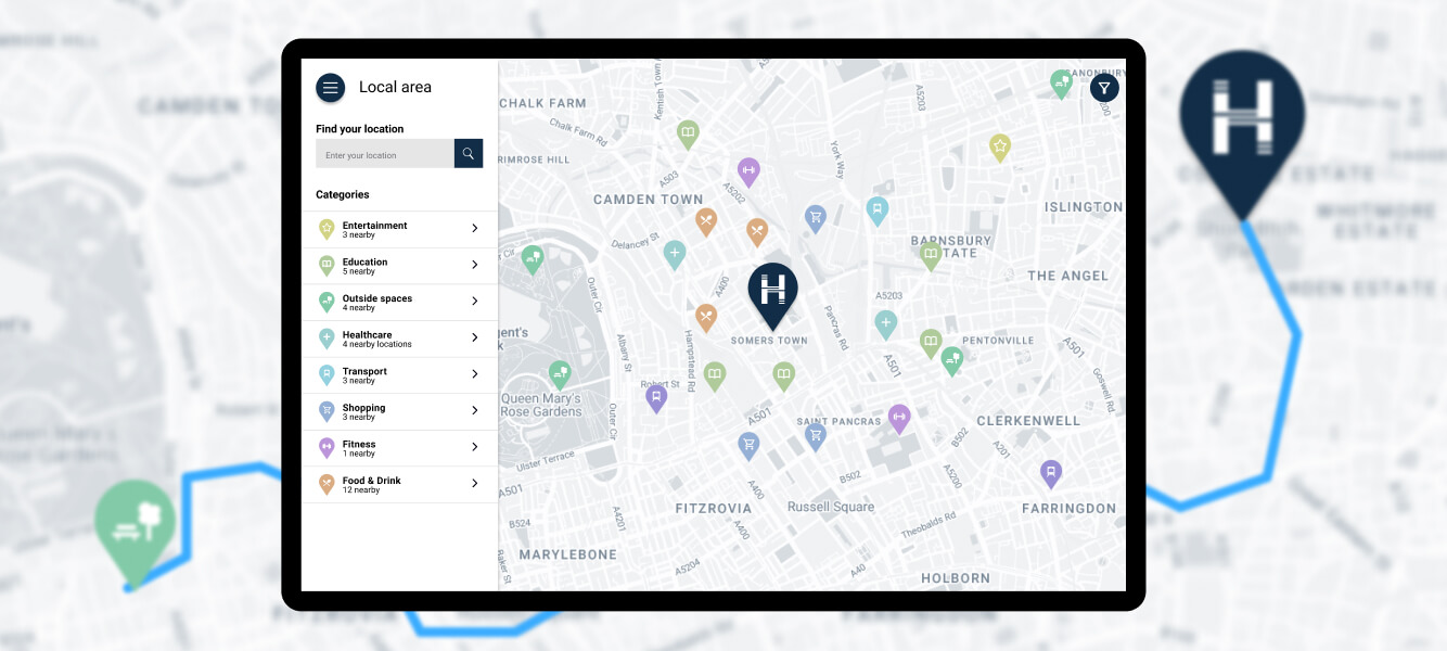 New app features: Local area map with rich content