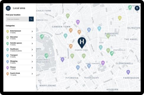 New app features: Local area map with rich content