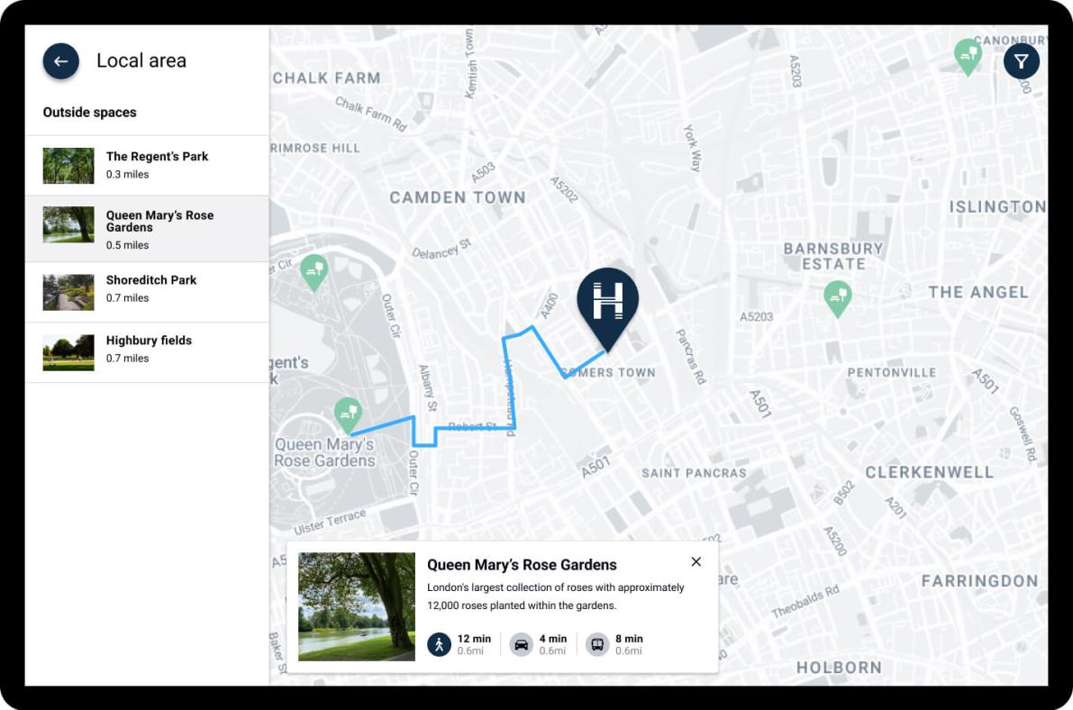 New app features: Local area map with rich content